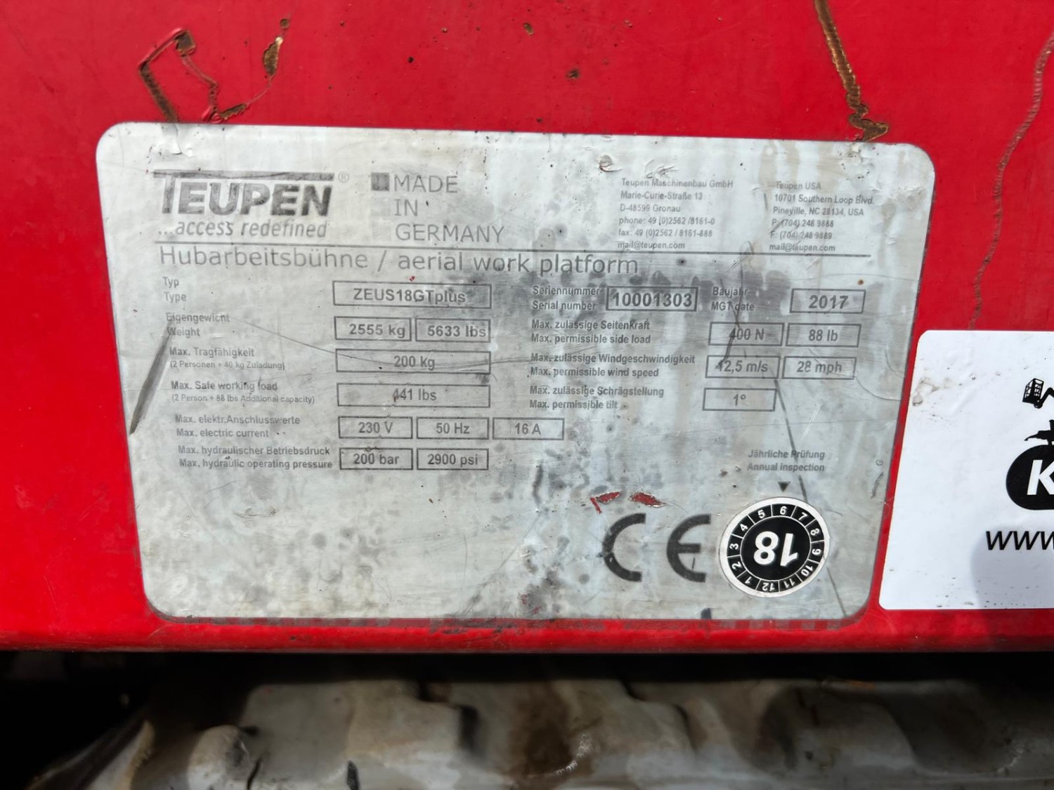 Teupen EWP 60ft 183m Spider Tracked Knuckle Boom
